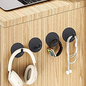 Yukrilt Black Adhesive Hooks - 8 Pack 15lb(Max) Sticky Wall Hooks for Hanging, Waterproof Rustproof Removable Stainless Steel Towel Hooks, Bathroom Kitchen Shower Heavy Duty Self Adhesive Hooks