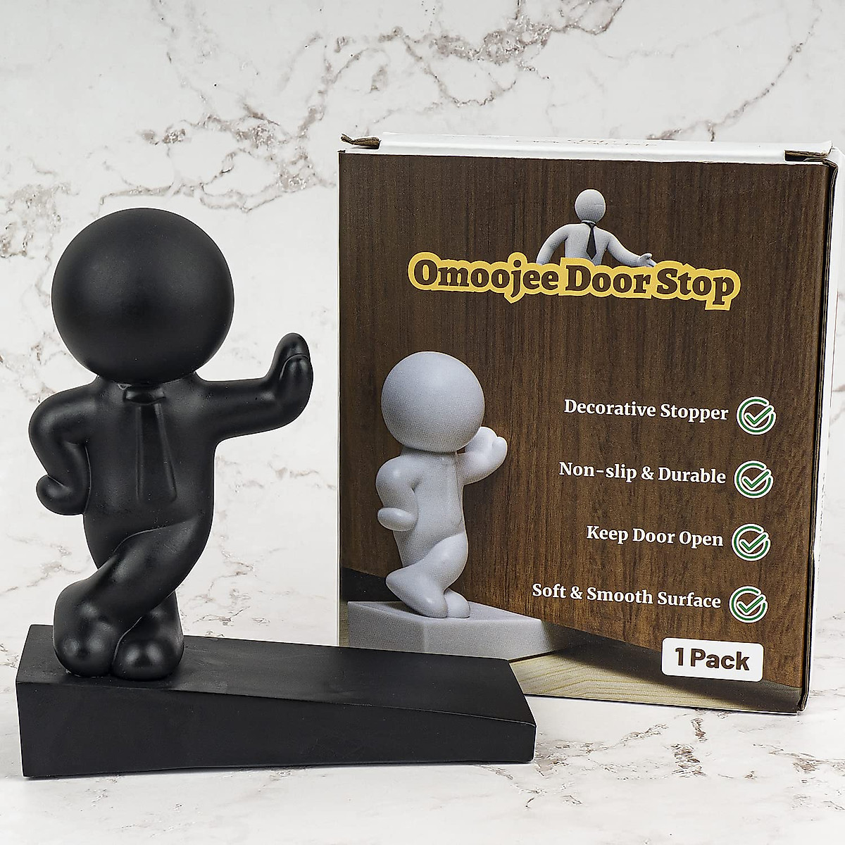 Cute Door Stop, Decorative and Sturdy, Well Designed Door Stopper, Effective to Hold Your Door Open, 1 Pack, Black (Patented)