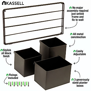 KASSELL Vertical Garden Wall Planter. Wall Mounted for Indoor Outdoor. All Metal Black Vertical Planter with No Assembly Required. Wall Planter for Indoor Plants Flowers, Herbs, Succulents and Plants