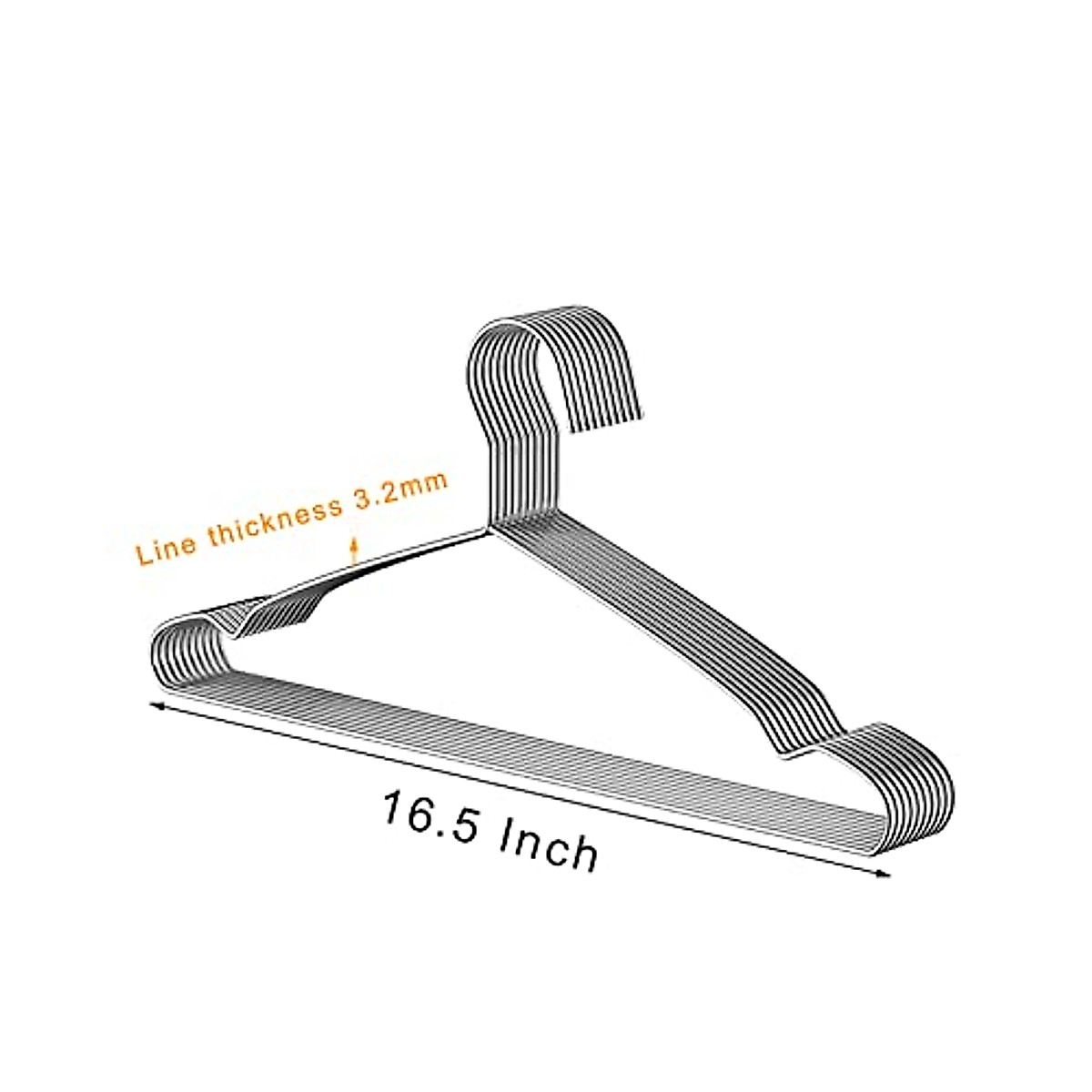 Wire Hangers Coat Hangers 16.5 Inch Strong Heavy Duty Stainless Steel Metal Hangers Ultra Thin Clothes Hangers (20 Pack 16.5 Inch)