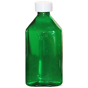 Pharmacy Oval Bottle Green 3 oz with CR Caps Included (QTY. 100) - Prescription Pharmacy Bottle, Pharmacy Container, Prescription Plastic Container by Sponix