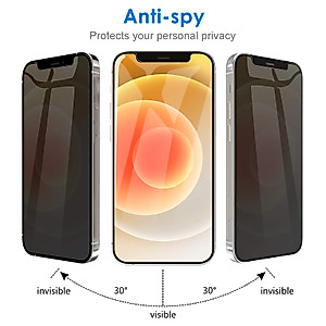 JETech Privacy Screen Protector for iPhone 12/12 Pro 6.1-Inch, Anti Spy Tempered Glass Film, 2-Pack