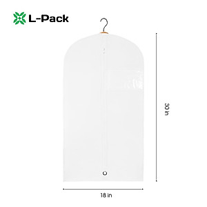 Kids Garment Bag, 30inch x 18inch White Breathable Clothes Cover for Baby Toddler and Child Garment Bag for Kids suit, Kids Garment Bags For Travel (WB1)