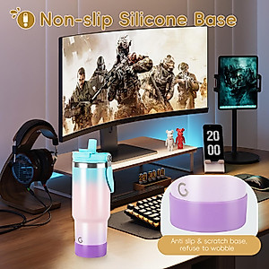 VUSIGN 30 oz Tumbler with Handle and Flip Straw, Stainless Steel Vacuum Insulated Water Bottle Travel Mug Thermal Cup for Home, Office, Car, Outdoors, Sports, Carnival