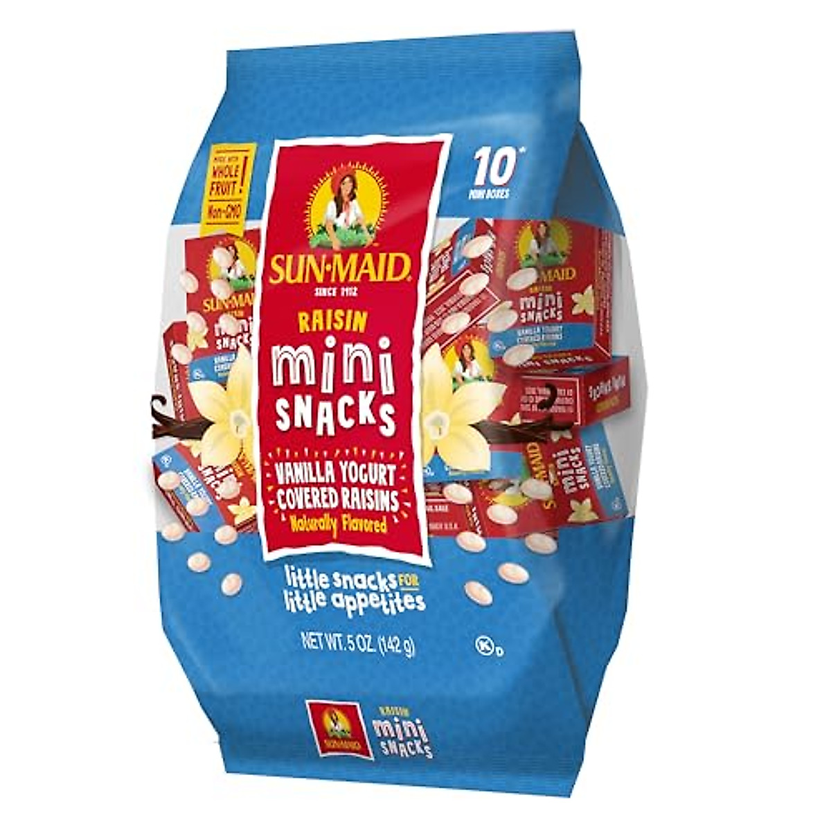 Sun-Maid Vanilla Yogurt Coated Raisins - (10 Pack) 0.5 oz Mini Snack-Size Box - Yogurt Covered Dried Fruit Snack for Lunches and Snacks