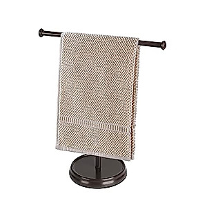 ALUCSET 2 Pack Metal Modern Hand Towel Holder Rack Stand with Base for Bathroom Kitchen Vanity Countertops to Display and Store Small Towels or Washcloths (Coffee, Set of 2)