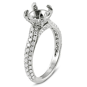 Dazzlingrock Collection 1.05 Carat (Ctw) 18k Round Diamond Semi Mount Round Diamond Engagement Ring (No Center Stone), White Gold, Size 6.5