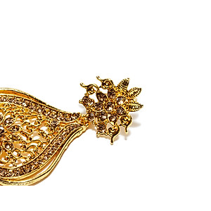 Bindhani Golden Rhinestone Head Piece Maang Tikka & Indian Earrings For Women