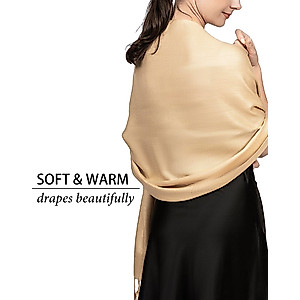 Achillea Soft Silky Solid Pashmina Shawl Wrap Scarf for Wedding Bridesmaid Evening Dress … (Champagne)