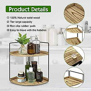 2-Tier Bathroom Counter Organizer, Bathroom Corner Storage Shelf, Bathroom Trays for Counter Vanity Organizer, Cosmetic Holder Perfume Makeup Standing Rack, Bathroom Sink Organizer Kitchen Spice Rack