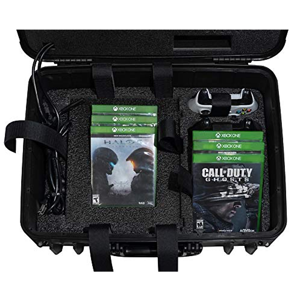 Case Club Waterproof Gaming Station to fit Xbox One X/S. Portable Gaming Station with Built-in Monitor & Storage for Controllers & Games, Gen 2