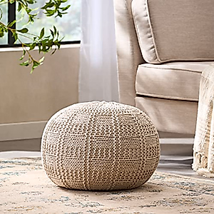 Christopher Knight Home Hortense Pouf, Ivory