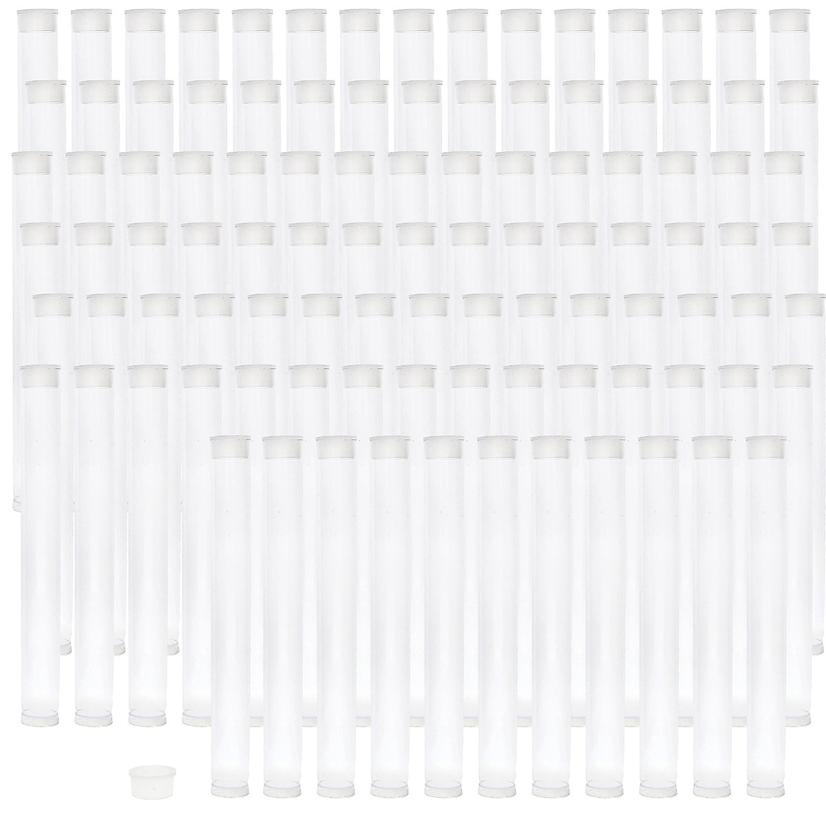 The Beadsmith Clear Plastic Tubes - 5-Inch-Long Round Tubes, 9/16 Inches in Diameter - Flat Caps - Use for Beads, Bath Salts, Wedding & Party Favors, Home or Office Storage - Bag of 100