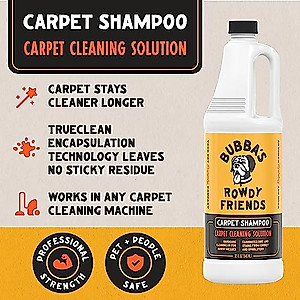 BUBBA'S ROWDY FRIENDS Bubbas Carpet Cleaner Solution for Shampoo Machine - Best Deep Cleaning Solution for Carpets, Rug, Couch, and Car - Works in Any Shampooer - Pet Home Essentials