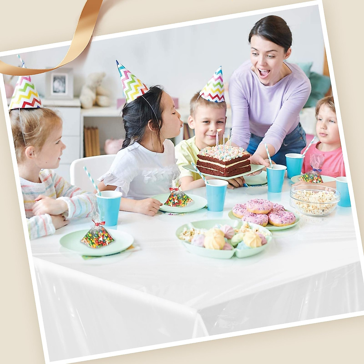 Goodluck 54 Inch X 300 Feet Plastic Table Cloths with Cutter Box, Disposable Table Cloths for Parties, Tablecloth Plastic for Party, Banquet, Wedding, Birthday, Anniversary Decorations, White