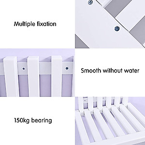 Kelendle Folding Chair Wall-Mounted Invisible Shoe-Changing Stool Made of Solid Wood Wall Seat Folding with Support Legs Saving Space Suitable for Various Occasions Blue