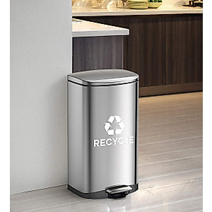 Ignixia Recycle Symbol Sticker Decal to Organize Trash cans/Garbage containers, Recycle Sign Decal Plotter Cut Vinyl Outdoor Recycle Containers (White, 10 X 7) Inches Large (Pack of 01)