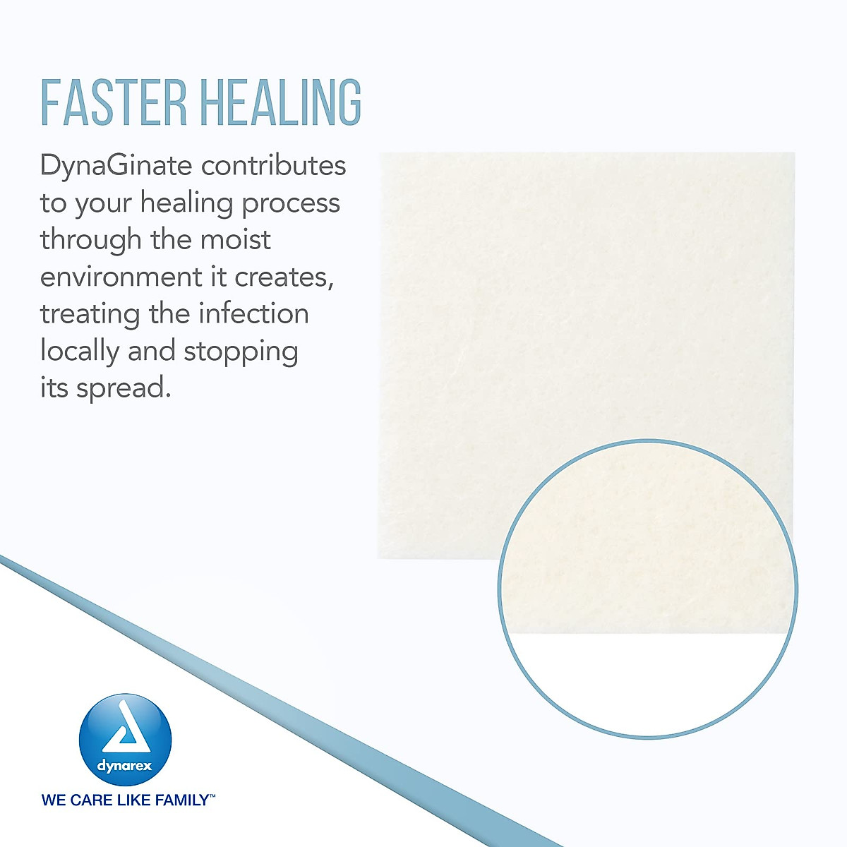 Dynarex DynaGinate Calcium Alginate Wound Dressing - Sterile, Non-Stick Topical Wound Pads - Absorbent Gel Patches for Moderate to High Exuding Cuts - for Medical & Home Use - 2"x 2", Box of 10