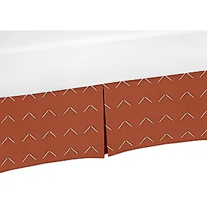 Sweet Jojo Designs Boho Arrow Boy Girl Baby Crib Bed Skirt Nursery Dust Ruffle - Ivory Burnt Orange Rust Off White Farmhouse Southwest Shabby Chic Designer Chevron Bohemian Diamond Tuft Collection