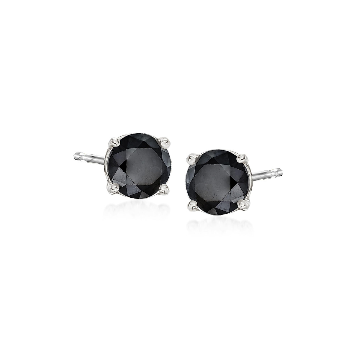 Ross-Simons 1.00 ct. t.w. Black Diamond Stud Earrings in 14kt White Gold