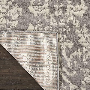 Nourison Jubilant Damask Grey 3' x 5' Area -Rug, Easy -Cleaning, Non Shedding, Bed Room, Living Room, Dining Room, Kitchen (3x5)