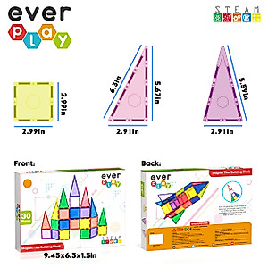 Everplay Magnetic Tile Building Block Set Construction Magnet Tiles Toy Blocks STEM Educational Learning Kit Toddler Preschool Games Rocket Playset Toys Unlimited Creation Boys Girls Age 3 and up