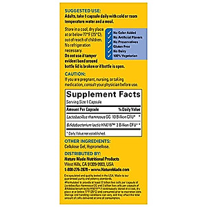 Nature Made Digestive Probiotics Advanced Dual Action, Dietary Supplement for Digestive Health Support, 30 Probiotic Capsules, 30 Day Supply