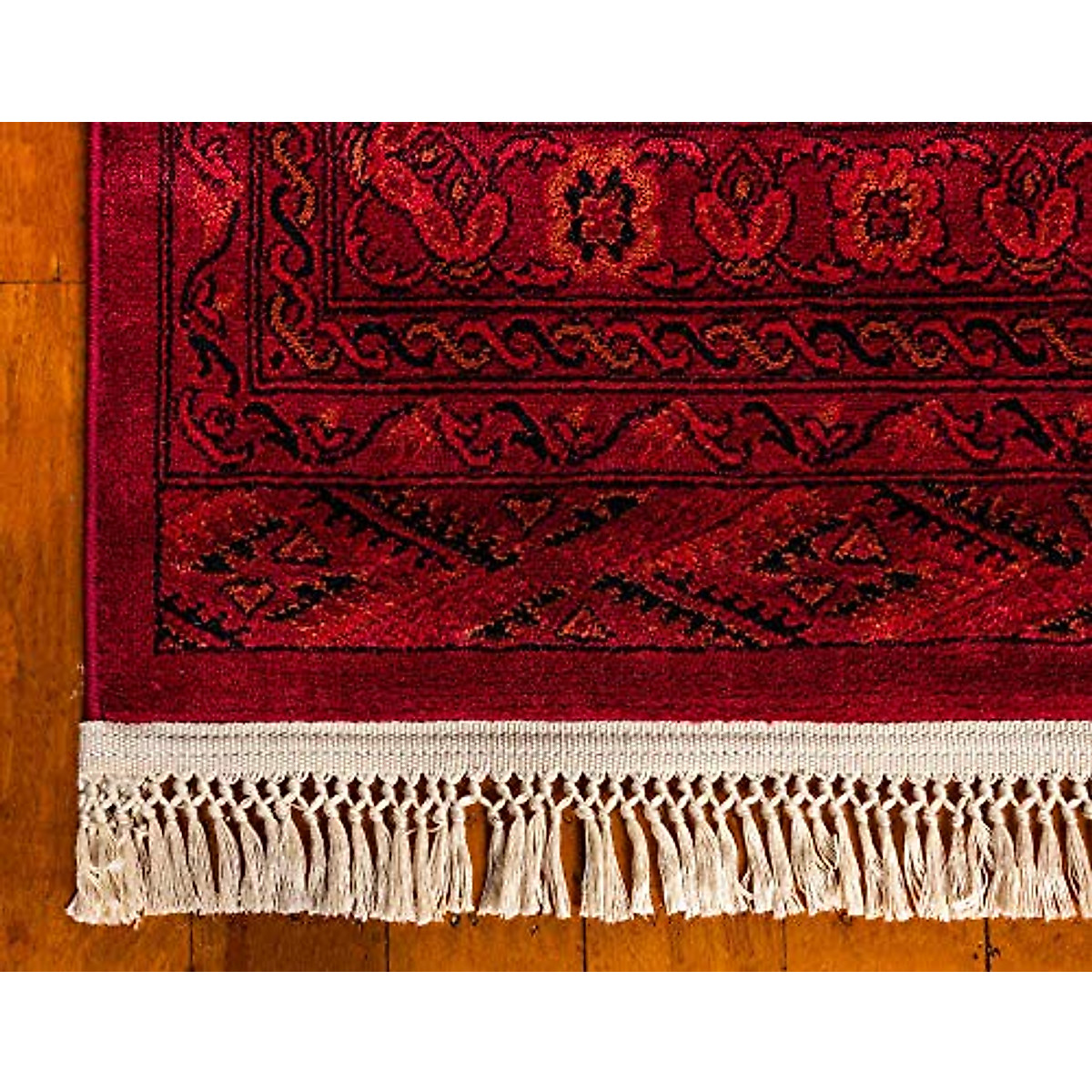 Unique Loom Tekke Collection Over-Dyed Saturated Traditional Torkaman Area Rug, 9 ft x 12 ft, Red/Black
