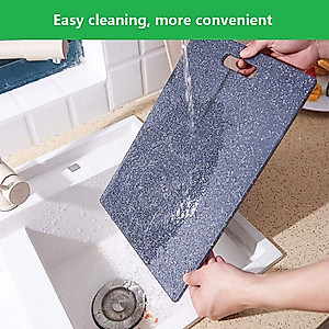 Plastic Chopping Board, Unique Marble Appearance Design TPR Material Dishwasher Safe For Cutting Meat Vegetables Fruits, 14 x 10.8 inch, Black