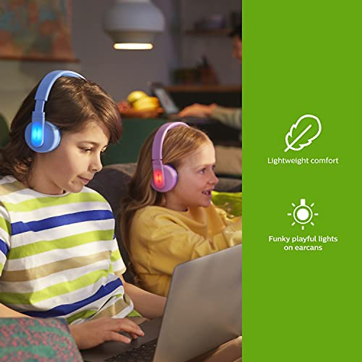 Philips K4206 Kids Wireless On-Ear Headphones, Bluetooth + Cable Connection, 85dB Limit for Safer Hearing, Built-in Mic, 28 Hours Play time, Parental Controls via Philips Headphones
