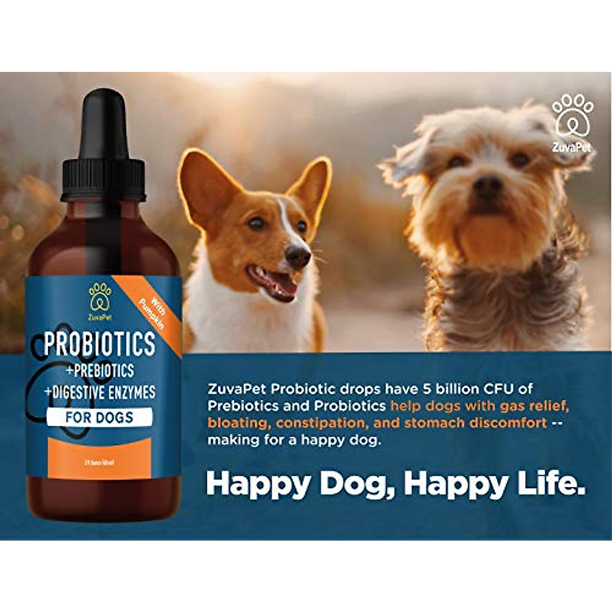 Probiotic for Dogs with Natural Digestive Enzymes. A Prebiotics + Digestive Enzyme Product for Dogs + Pumpkin. 120 Servings. Diarrhea & Upset Stomach Relief + Gas, Constipation, and Allergy Relief.