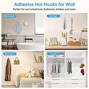 Lokuc Hat Stand for Baseball Caps Set, Contains 2 Hat Organizer, 5 Hat Rack for Wall, Holds 19 Caps, Acrylic Hat Organizer for Baseball Caps Display Suitable for Wardrobe, Dressing Table