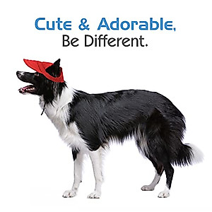 Pawaboo Dog Baseball Cap, Adjustable Dog Outdoor Sport Sun Protection Baseball Hat Cap Visor Sunbonnet Outfit with Ear Holes for Puppy Small Dogs, Large, Red