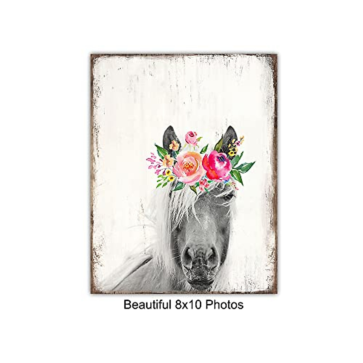 Horses Wall Art & Decor - Horse Wall Art - Horse Decor - Farmhouse Barn Wall Decor for Girls Bedroom Teens Room Living room - Gift for Equestrian Women - Country Western Boho Shabby chic decoration