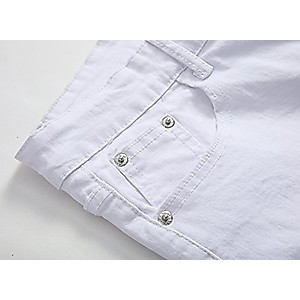 Men's White Skinny Slim Fit Stretch Straight Leg Fashion Jeans Pants, 33W