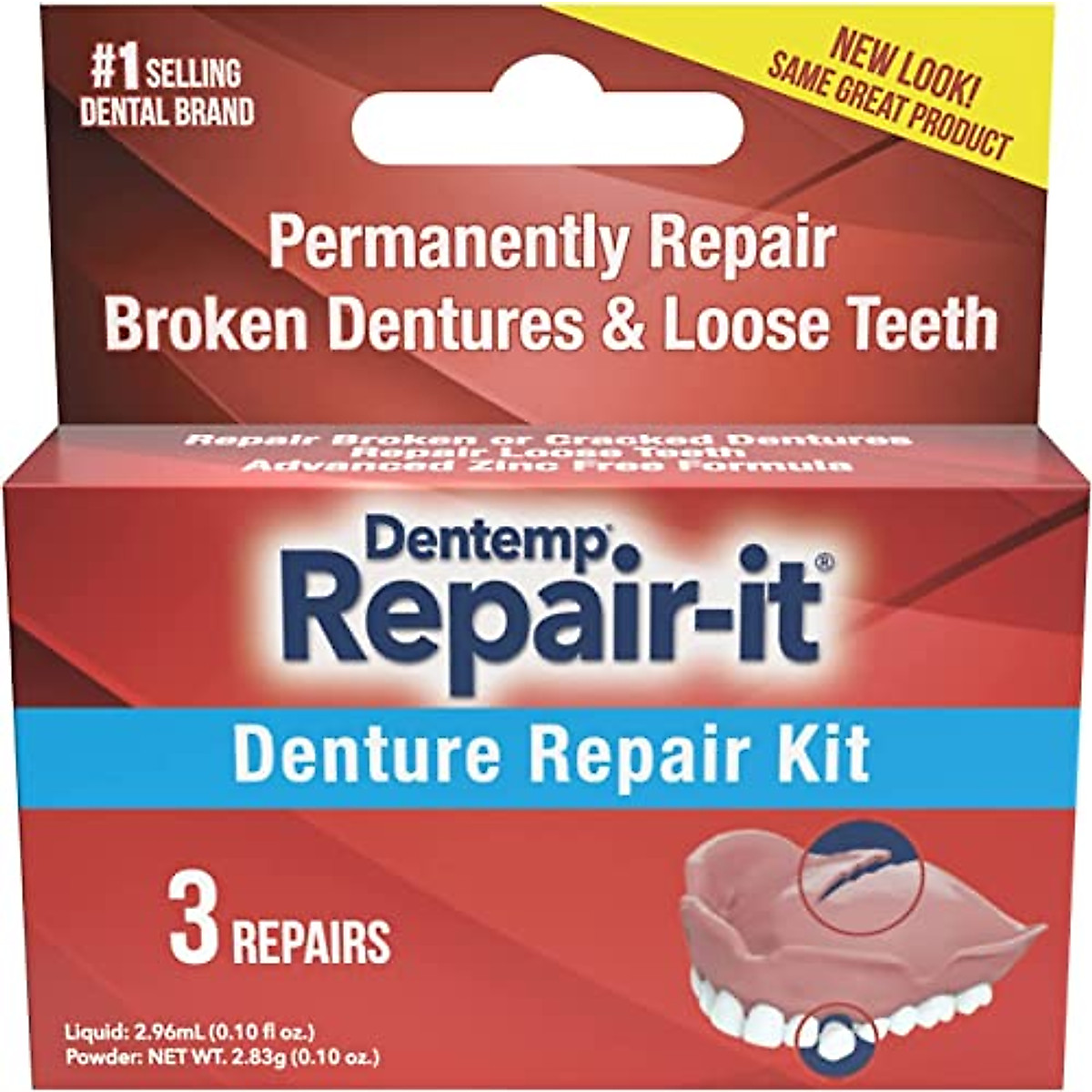 Dentemp Repair Kit - Repair-It Advanced Formula Denture Repair Kit - Denture Repair Kit Repairs Broken Dentures - Denture Repair to Mend Cracks & Replace Loose Teeth
