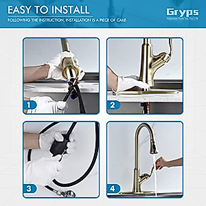 Pull Down Kitchen Sink Faucet, Single Handle High Arc Pull Out Kitchen Faucet with Sprayer, Commercial Modern rv Gooseneck Sink Faucet, Grifos De Cocina (Brushed Nickel Silver)