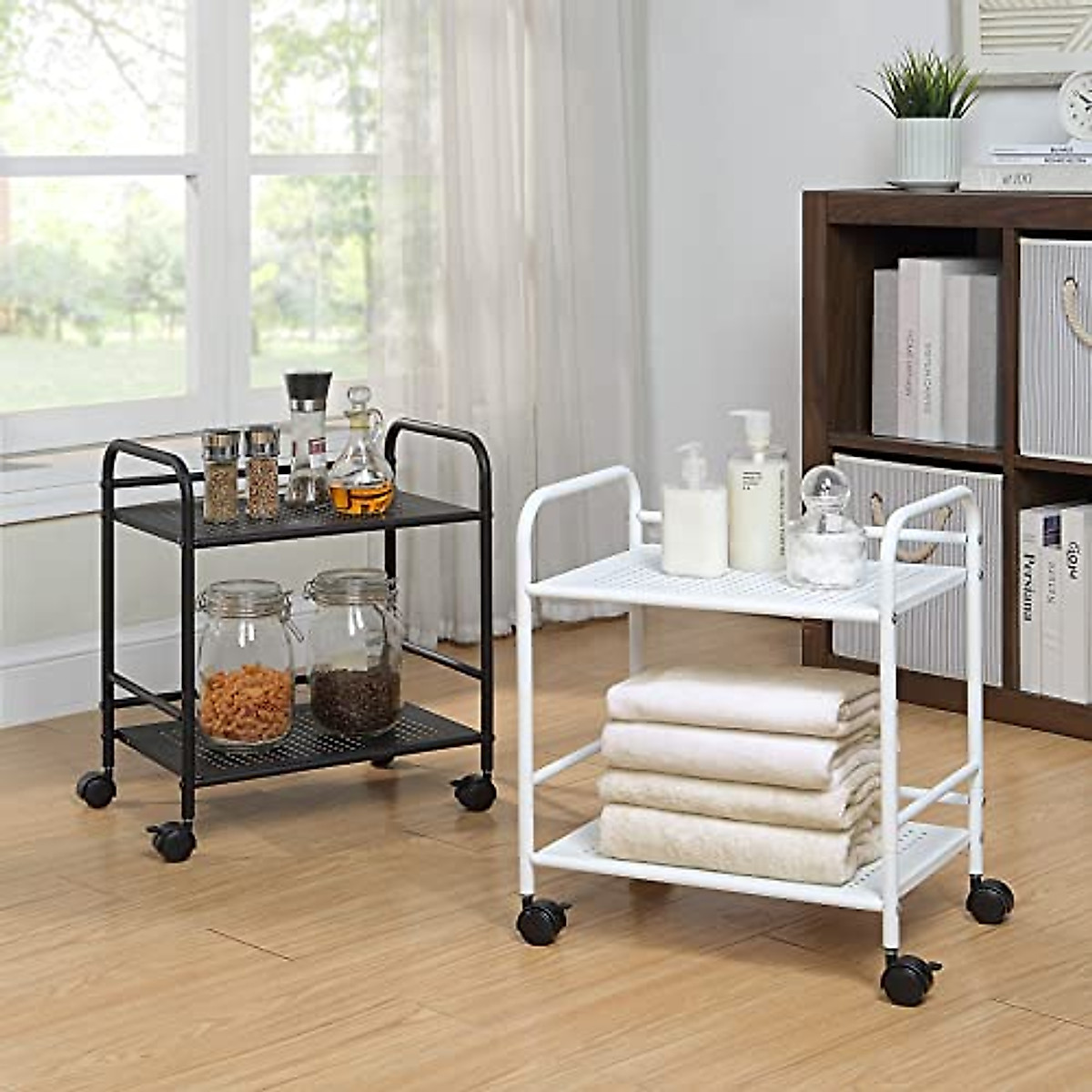 SunnyPoint Minimalist Style Utility Rolling Shelf Cart (BLK)