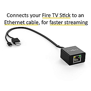 fire-Cable Ethernet Adapter for WiFi TVSticks & Streaming Media Players (Connects TV Stick to a Ethernet for Fast Playback, Streaming and Less Buffering)