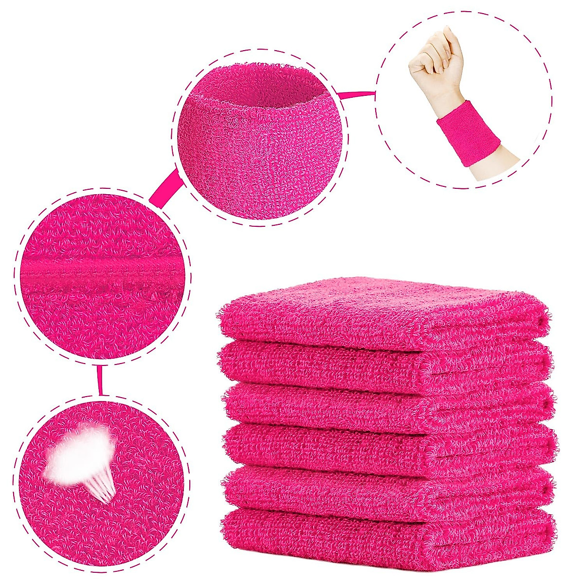 WILLBOND 6 Pack Wrist Sweatbands Paris Sports Competitions Wrist Bands Absorbent Sweatbands for International Sports Party Tennis Football Basketball Running Working(Neon Pink, Neon Green, Sky Blue)