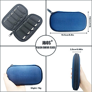 USB Flash Drive Case, JBOS EVA Hard Storage Bag Electronic Accessories Organizer Holder for Flash Drive Carry Case for USB Drive/Thumb Drive/Pen Drive/Jump Drive (Blue)