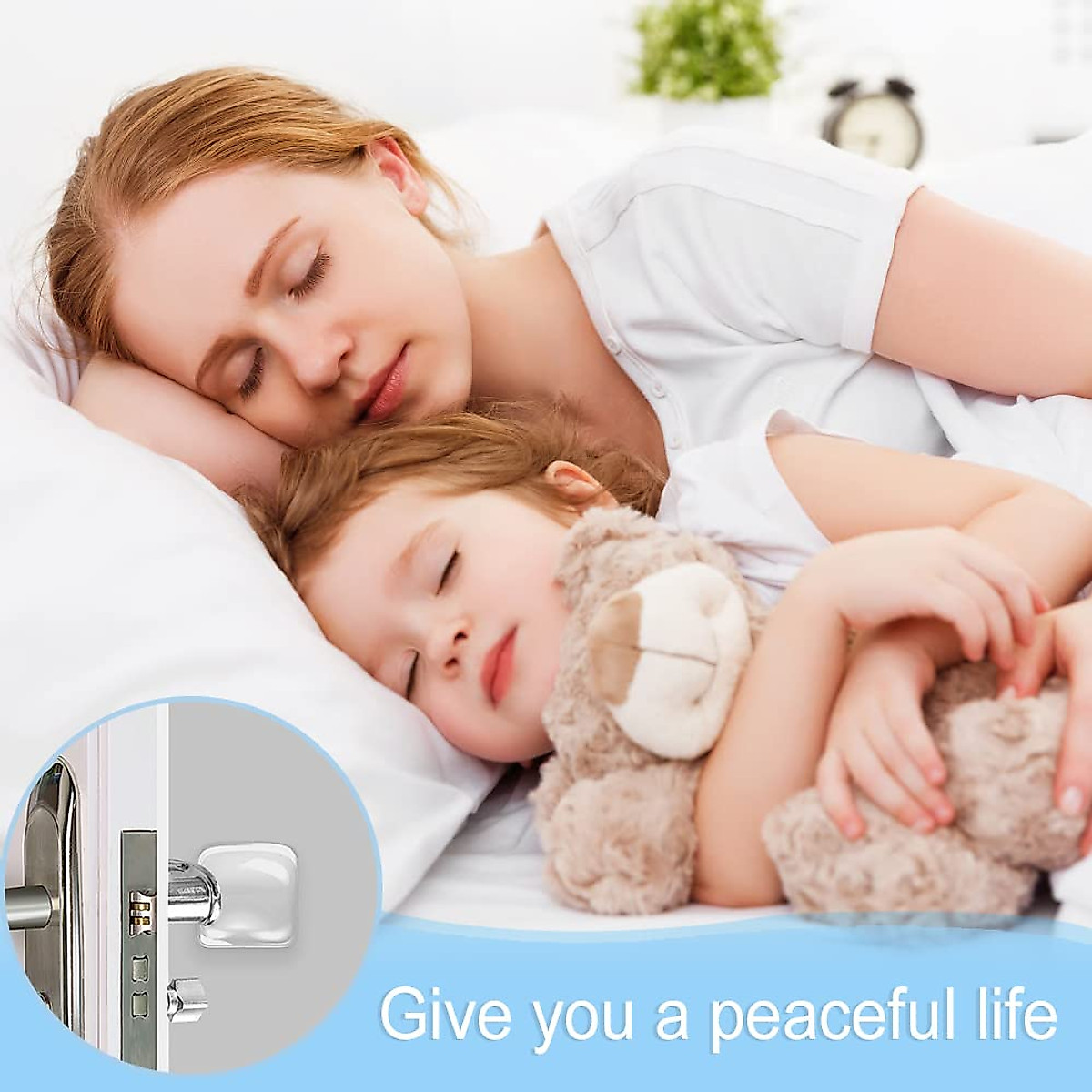 Xfenvs Door Knob Wall Shield, 6PCS Transparent Square Guard Door Stopper Wall Protector Silencer, Self Adhesive Door Handle Bumper (1.57" Small Square 6 PCS, Clear)