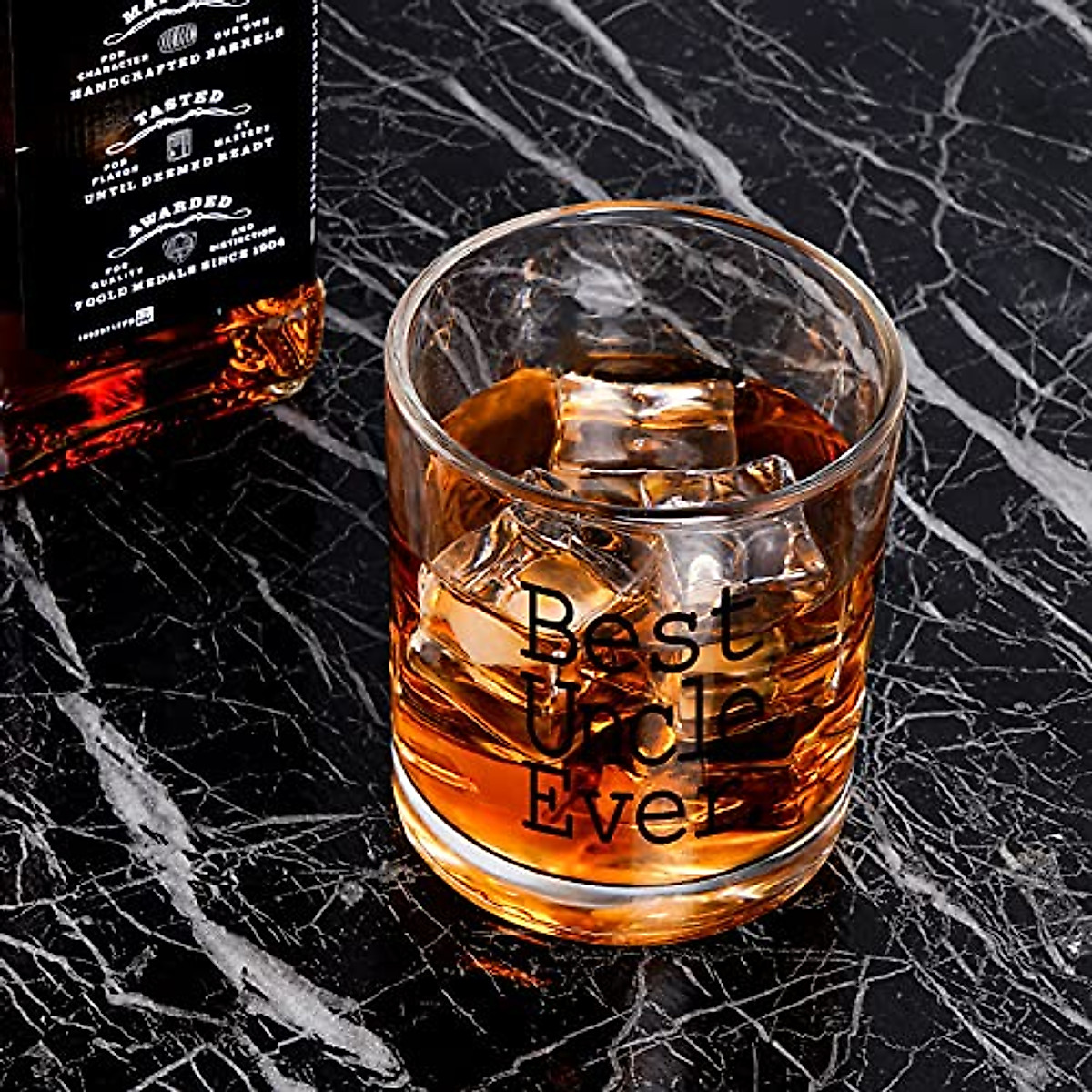 Best Uncle Ever Whiskey Glass for Uncle - Old Fashioned Whiskey Glasses for Uncle, New Uncle, Brother from Nieces, Nephews, Sisters, Friends, Uncle Gifts for Christmas, Birthday, Father's Day, 10Oz