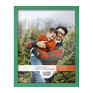 Renditions Gallery 11x14 inch Picture Frame Modern Style Wood Pattern and High Definition Glass Ready for Wall and Tabletop Photo Display, Green Frame