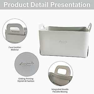 Small PU Storage Bins, Faux Leather Storage Basket with Handles, Collapsible Storage Bin for Closets, Shelves, Perfect for Organizing Keys, Remote Control, Wallet, Jewelry, Sunglasses, Gifts