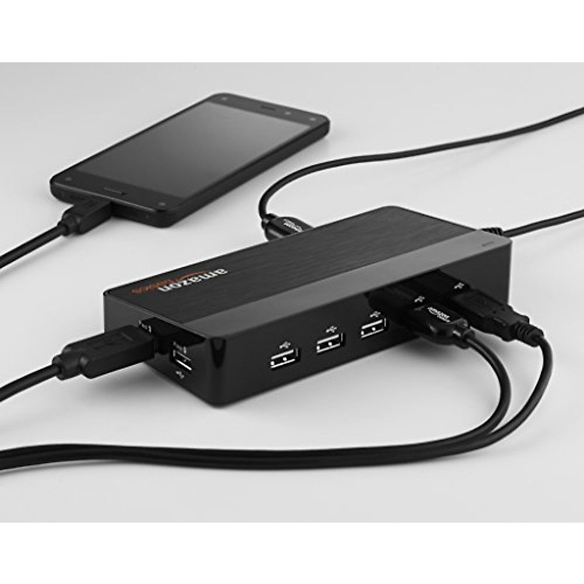 Amazon Basics 10 Port USB 2.0 Hub, 5-Pack For Tablets, BLACK