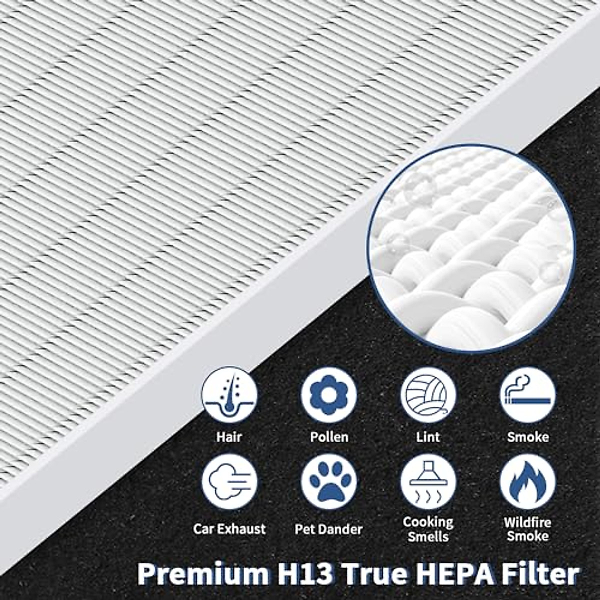 4 Pack 116130 True HEPA Replacement Filter H for Winix 5500-2, 5300-2, C535, 5300, 6300, 6300-2, P300, AM80, AM90, C909 and 9800 Air Purifier by PETOX