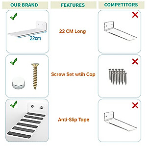 Cosmos 4 Pcs Acrylic Shoe Display Shelf Floating Shoe Shelves- Wall Mount Sneaker Shelves with Velvet Tape for Displaying Showcase Shoes and Sneaker Collection Shoes Box (Solid White)