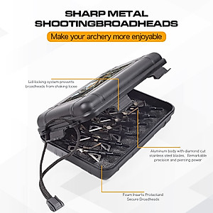Archery Hunting Broadheads, 12PK 3 Blades Hunting Screw-in Broadheads 100 Grain Arrow Tips Compatible with Crossbow and Compound Bow + 1 PK Broadhead Storage Case