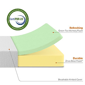 ZINUS 8 Inch Green Tea ActivFresh(R) Memory Foam Mattress, Full, Mattress in A Box with Compact WONDERBOX Packaging, CertiPUR-US Certified
